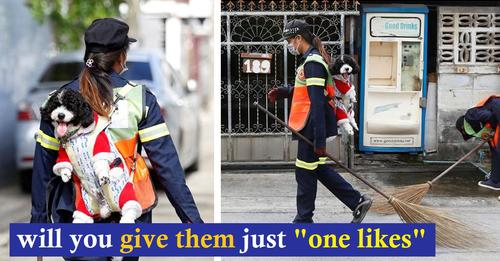 Street Sweeper Takes Her Puppy To Work Every Day So He’s Not Alone ...