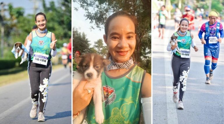 A Marathon Runner Crossed the Finish Line With the Abandoned Puppy She ...